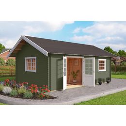 Nordic Holz Gartenhaus &raquo;CAROLINE SET&laquo; gr&uuml;n Massivholz Fu&szlig;boden im Gartenhaus, ohne Dacheindeckung