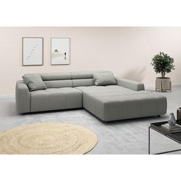 3C Candy Ecksofa &raquo;Denver auch mit Cord- und Easy care-Bezug, Kopfteilverstellung L-Form&laquo; wahlweise. mit motorischer Sitztiefenverstellung silber 96% 