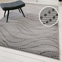 OTTO home Teppich &raquo;Adlee&laquo; rechteckig 12 mm H&ouml;he Kurzflorteppich, gewebt, geometrisch, Wohnzimmer, modern, Punkte grau Polyester B : 200cm 1 Stk., 12mm