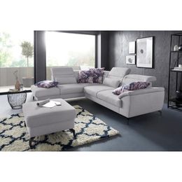Sit & More sit&more Ecksofa &raquo;Percy L-Form&laquo; 12 cm Fu&szlig;h&ouml;he, Sitztiefenverstellung, wahlweise in 2 Fu&szlig;farben silber B/H/T: 270cm x 235cm, Luxus-Microfaser Paris, 