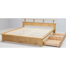 OTTO home Funktionsbett &raquo;"FINJA " Kieferbett, Futonbett, Kopfteil mit Ablagefl&auml;che&laquo; zertifiziertes Massivholz, Schubk&auml;sten optional braun Liegefl&auml;che 