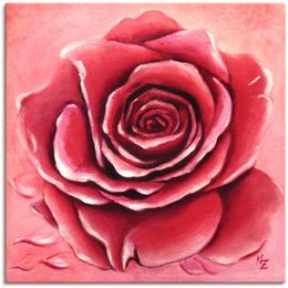 Artland Leinwandbild &raquo;Rote Rose handgemalt&laquo; Blumen 1 Stk. tlg. auf Holzrahmen gespannt rot B/H/T: 70cm x 70cm, Leinwandbild Blumen quadratisch, 1 Stk.