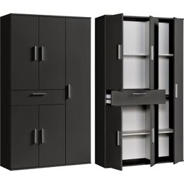 Procontour Mehrzweckschrank &raquo;Clara&laquo; H&ouml;he 167cm, mit variabel verstellbaren Einlegeb&ouml;den grau B/H/T: 96cm x 167cm x 34cm, Schubladen: 1 Stk. T&uuml;ren: 5 Stk., 