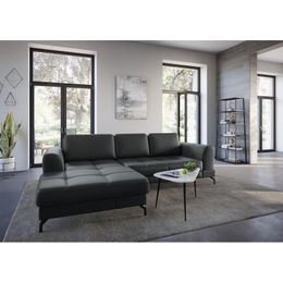 Sit & More sit&more Ecksofa &raquo;Bendigo L-Form&laquo; inklusive Sitztiefenverstellung, Bodenfreiheit 12 cm, in 2 Fu&szlig;farben schwarz B/H/T: 284cm x 84cm x 175cm, NaturLEDER