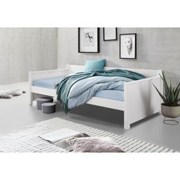 OTTO home Daybett &raquo;"TIPO " zertifiziertes Massivholz,&laquo; G&auml;stebett, platzsparend, Option f&uuml;r 2. Schlafgelegenheit wei&szlig; Material F&uuml;&szlig;e: Holz;Kopfteil, 