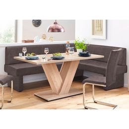 Home Affaire Eckbank &raquo;Nils&laquo; Sitz und R&uuml;cken gepolstert, verschiedene Qualit&auml;ten braun Holzwerkstoff, Massivholz, Polyester B/H/T: 222cm x 89cm x 162cm