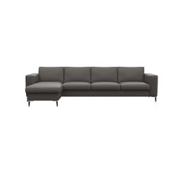 FLEXLUX Ecksofa &raquo;Fiore, L-Form&laquo; breite Armlehnen, Kaltschaum, F&uuml;&szlig;e Alu+schwarz grau 100% Echteder B/H/T: 295cm x 85cm x 159cm, Echtleder, Chaiselongue