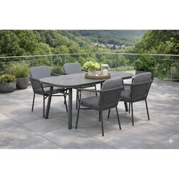 Destiny Garten-Essgruppe &raquo;LIMONE SAN MARINO 4 Se + Tisch OV 180x90cm, grau&laquo; Set, 5 tlg. Aluminium, Rope, Polywood Aluminium, Polywood, Wicker/