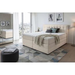 Home Affaire Boxspringbett &raquo;K&ouml;ln, Doppelbett, Polsterbett, Federkernbett, Komforbett, 160, 180 cm&laquo; inkl. Topper, zwei Bettk&auml;sten, Taschen-