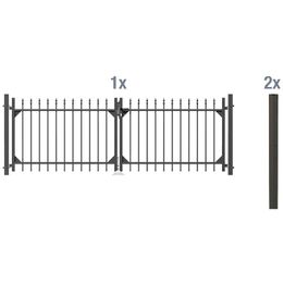 Alberts Zaundoppelt&uuml;r &raquo;Chaussee&laquo; Breite: 300 cm, H&ouml;he: 100 und 120 cm grau Aluminium B/H: 300cm x 120cm