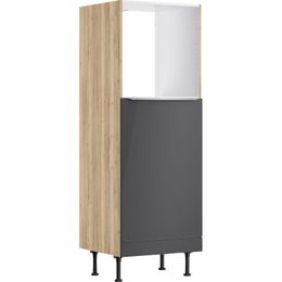 KOCHSTATION Backofen/K&uuml;hlumbauschrank &raquo;KS-Aken&laquo; grau wildeiche Nachbildung, B/H/T: 60cm x 176,6cm x 58,4cm
