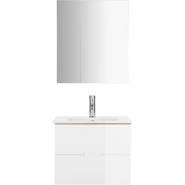 Welltime Badm&ouml;bel-Set &raquo;Lund Badm&ouml;bel Set Badschrank Badezimmerset&laquo; wei&szlig; MDF Einheitsgr&ouml;&szlig;e