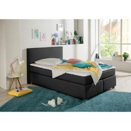 Home Affaire Boxspringbett &raquo;Eliana&laquo; inkl. Topper, in 4 Breiten, 3 Matratzenarten und 2 H&auml;rtegraden grau Struktur fein, Liegefl&auml;che B/L: 120cm x 200cm 