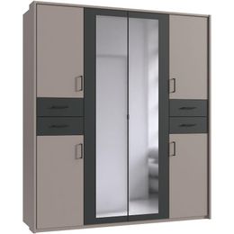 wimex Dreht&uuml;renschrank &raquo;Vegas&laquo; inklusive Passepartout-Rahmen, mit Spiegelt&uuml;ren und Schubladen schwarz Holzwerkstoff B/H/T: 183cm x 210cm x 58cm, Schubladen:
