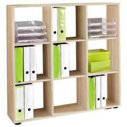 FMD Raumteilerregal &raquo;Mega 5&laquo; mit 9 F&auml;chern braun Holzwerkstoff B/H/T: 104,5cm x 108,5cm x 33cm, 9 Stk. offene F&auml;cher