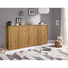 Priess Schrankbett &raquo;Oregon&laquo; wahlweise mit LED-Beleuchtung braun Ohne Beleuchtung Lattenrost, B/L: 90cm x 200cm Betth&ouml;he: 34,5cm, kein H&auml;rtegrad, ohne 