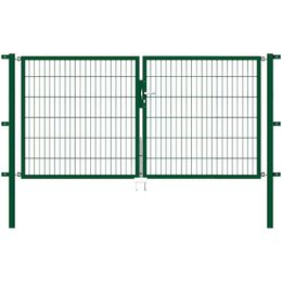 Alberts Zaundoppelt&uuml;r &raquo;Flexo&laquo; 250 cm Breite, in versch. H&ouml;hen gr&uuml;n Stahl B/H: 250cm x 120cm