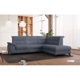 Sit & More sit&more Ecksofa &raquo;Astoria L-Form&laquo; wahlweise mit motorischer Relaxfunktion grau 100% Polyester B/H/T: 256cm x 91cm x 225cm, Flachgewebe, Ottomane 