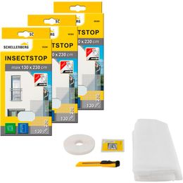 Schellenberg Fliegengitter-Gewebe &raquo;f&uuml;r bodentiefe Fenster und T&uuml;ren&laquo; Set, 3 Stk. tlg. Insektenschutz ohne bohren, 130 x 230 cm, wei&szlig; und anthrazit 