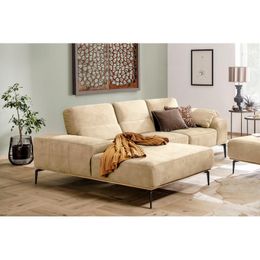 W.Schillig Ecksofa &raquo;run, Designsofa mit tollem Sitzkomfort, bequem, L-Form&laquo; mit Holzsockel, F&uuml;&szlig;e in Schwarz pulverbeschichtet, Breite 279 cm beige 