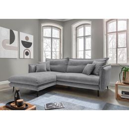 Home Affaire Ecksofa &raquo;Lazio modern und bequem, schmale Armlehnen, tolle Detailverarbeitung&laquo; zwei verschiedene Fu&szlig;farben w&auml;hlbar grau 100% Polyester B/