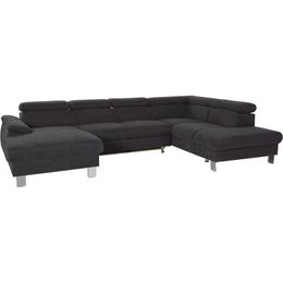 COTTA Wohnlandschaft &raquo;Komaris U-Form, B: 320 cm&laquo; mit Kopfteilverstellung, optional Schlaffunktion, Bettkasten & Licht braun Microfaser PRIMABELLE (100
