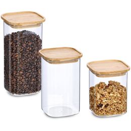 zeller Vorratsglas mit Bambusdeckel transparent Glas, Massivholz, Silikon Einheitsgr&ouml;&szlig;e