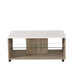 Home Affaire Couchtisch &raquo;Bert Kaffetisch, 100 cm, in trendigen Farben, modern&laquo; Hochglanzplatte, mit Rollen grau B/H/T: 101cm x 45cm x 60cm, Grau Eiche