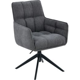 Hela Drehstuhl &raquo;POMBA&laquo; () 1 Stk.360&deg; drehbar, h&ouml;henverstellbar, Federkorb, Armlehnen, 140kg belastbar grau Metall, Polyester, Stoff B/H/T: 61cm x 