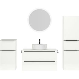 Nobilia Badm&ouml;bel-Set &raquo;Alvene&laquo; vormontiert, mit Soft-Close, 4 Stk. tlg. wei&szlig; B/H/T: 210cmcm x 187,2cmcm x 48,5cmcm, Griffe schwarz