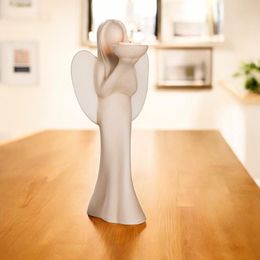 Gilde Engelfigur &raquo;Engel "Gabi" mit Teelichthalter, Besch&uuml;tzer und Gl&uuml;cksbringer&laquo; aus Keramik, 37cm hoch, gefertigt in Europa, Handarbeit beige Keramik