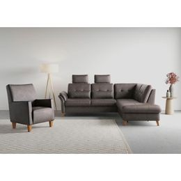 Sit & More sit&more Ecksofa &raquo;G&ouml;teborg&laquo; inkl. Sitztiefenverstellung, wahlweise mit Bettfunktion & Bettkasten braun B/H/T: 250cm x 90cm x 226cm, Luxus-Microfaser, 
