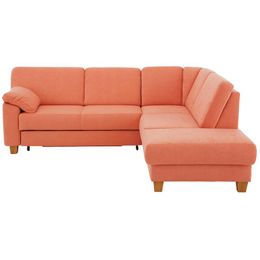 Home Affaire Ecksofa &raquo;Belfort L-Form&laquo; mit Federkern, wahlweise mit Schlaffunktion und Stauraum orange Struktur fein ( 100% Polyester);Luxus-Microfaser