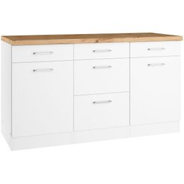 KOCHSTATION Unterschrank &raquo;KS-Milan&laquo; Unterschrank 150 cm, matte oder hochgl&auml;nzende Fronten wei&szlig; Holzwerkstoff wei&szlig;, B/H/T: 150cm x 86cm x 60cm, 