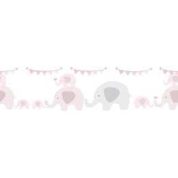 A.S. Cr&eacute;ation Bord&uuml;re &raquo;Elephant Party&laquo; Motiv abstrakt naturalistisch glatt Tapete Kinder Borte Wohnzimmer Schlafzimmer K&uuml;che Design Kinderzimmer rosa Papier B/L: 