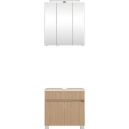Welltime Badm&ouml;bel-Set &raquo;EIXO, Set aus Spiegelschrank und Unterbeckenschrank&laquo; braun Holzwerkstoff B/H/T: 60cmcm x 200cmcm x 35cmcm, Sandsteinoptik