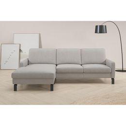 Home Affaire Ecksofa inkl. saugroboterfreundliche H&ouml;he & schmale Armlehnen grau 100% Polyester B/H/T: 244cm x 86cm x 164cm, Easy care, Longchair links