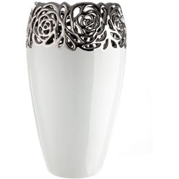 Gilde Tischvase &raquo;Vase Rose wei&szlig; H. 31,5 cm&laquo; wei&szlig; Keramik B/H/T: 17,5cm x 31,5cm x 17,5cm &Oslash; 17,5cm