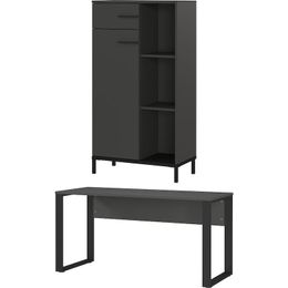 Germania B&uuml;rom&ouml;bel-Set &raquo;GW-Rovigo&laquo; 2 Stk. tlg. Schreibtisch mit Knieblende, Made in Germany grau Holzwerkstoff, Metall B/H/T: 229cm x 120cm x 60cm, 