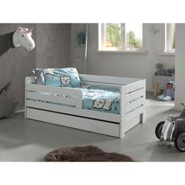 Vipack Kinderbett &raquo;Junior, Kiefermassiv mit umlaufendem Absturzschutz und Rolllattenrost&laquo; B/H/T ca. 143,6x56x70cm, mit niedrigem Betteinstieg, wahlweise in 2