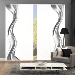 Home Wohnideen Schiebegardine &raquo;OAKLEY&laquo; Paneelwagen 4 Stk. tlg. SCHIEBEVORHANGSET,SEIDENOPTIK,DIGIDRUCK silber Polyester 245cm, Paneelwagen, 60cm