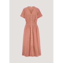 hessnatur Musselin Kleid mit Taillierung Midi aus reiner Bio-Baumwolle in pfirsichrot | Gr.: 48