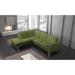 Egoitaliano Ecksofa &raquo;Shakira, Design und Sitzkomfort auf hohem Niveau, tolle Details&laquo; mit Ottomane, L-Form, elegante Metallf&uuml;&szlig;e gr&uuml;n B/H/T: 240cm x 84cm x 212cm, 
