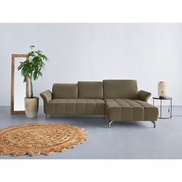 OTTO home Ecksofa &raquo;Fresh L-Form&laquo; Federkern, wahlweise Kopfteilverstellung und motorischer Vorziehsitz gr&uuml;n 100% Polyester B/H/T: 281cm x 79cm x 185cm,