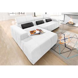 DOMO collection Ecksofa &raquo;BRANDON 289x177x80 cm, whlw. mit Sitztiefenverstellung, L-Form&laquo; mit Kopfteilverstellung, wahlweise Sitztiefenverstellung, L-