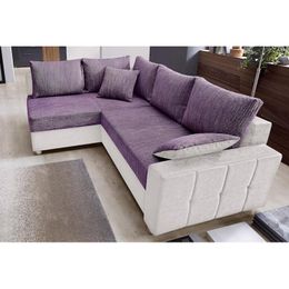 Collection AB Ecksofa &raquo;Parma L-Form, B: 224 cm&laquo; Schlaffunktion, Bettkasten & 2 Zierkissen, Federkern grau Kunstleder SOFTLUX / Struktur (80% Polyester