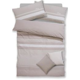 s.Oliver Bettw&auml;sche &raquo;Fenja in Gr. 135x200 oder 155x220 cm&laquo; 2 Stk. gestreifte Bettw&auml;sche, mit GRATIS-Zugabe: 2x Kissenh&uuml;llen beige Renforc&eacute;, 