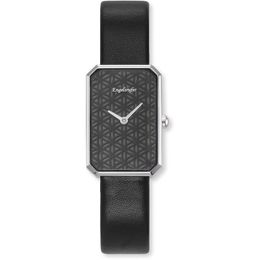 Engelsrufer Damen Quarzuhr &raquo;Lebensblume&laquo; Armbanduhr, Damenuhr, Lederarmband, analog schwarz Einheitsgr&ouml;&szlig;e