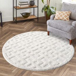 Carpet City Hochflor-Teppich &raquo;FOCUS737&laquo; rund 20 mm H&ouml;he Boho-Teppich, Hochtief-Muster/ 3D-Effekt, f&uuml;r Wohnzimmer, Schlafzimmer beige Obermaterial: 100% 