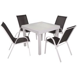 Garden Pleasure Garten-Essgruppe &raquo;LOLA/RIONA&laquo; Set, 5 tlg. einfache Montage schwarz-wei&szlig; Aluminium, Kunststoff, Stahl B/H/T: 165cm x 94cm x 230cm